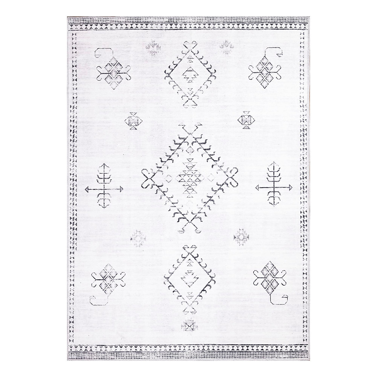 Bloom Rugs Mysia Washable 4x6 Rug - Ivory/Black Modern Geometric Area Rug for Living Room, Bedroom, Dining Room, and Kitchen - Exact Size: 4' x 6'