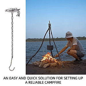 Camping Tripod - Premium Tripod Cooking Grill for Camping - Stainless Steel Camping Cooking Equipment with Chain, Hook & Plate - Adjustable Campfire Tripod with PU Storage Bag, Super Lightweight