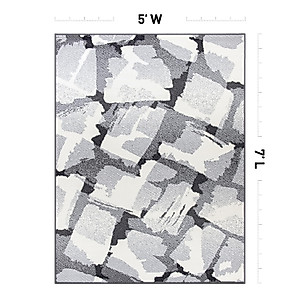 Rugshop Contemporary Abstract Design Soft Area Rug 5' x 7' Gray