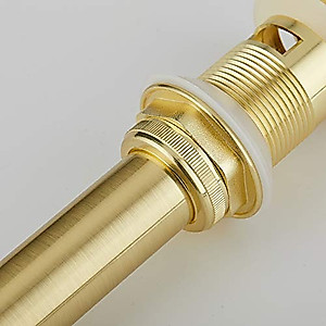 ESFORT Bathroom Sink Drain Stopper, Pop Up Drain Vessel Sink Assembly with Overflow, Brushed Gold