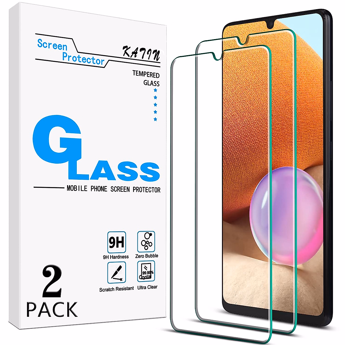 KATIN [2-Pack] Designed For Samsung Galaxy A42 5G Tempered Glass Screen Protector, 9H Hardness, Case Friendly