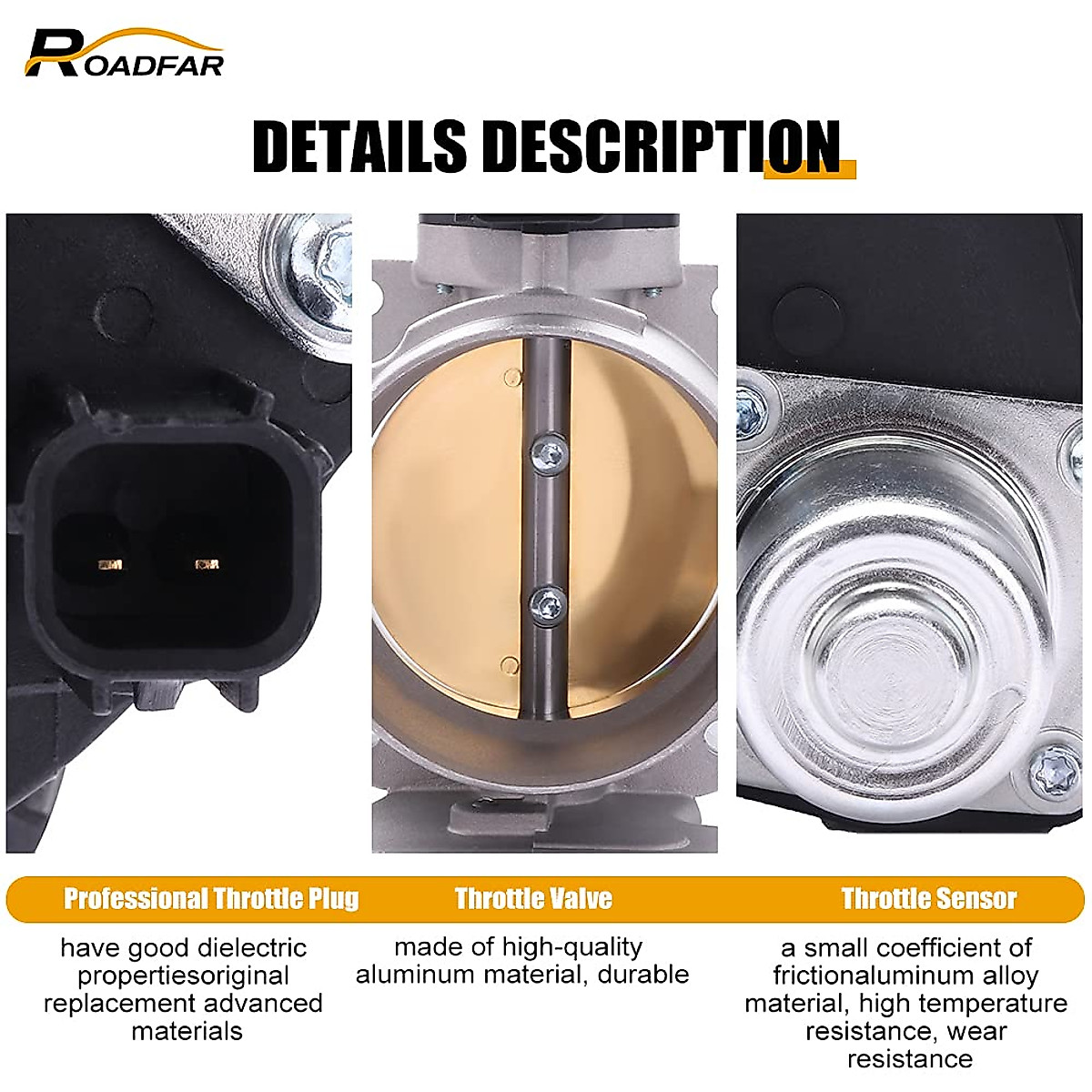 75mm 5.4L Throttle Body w/TPS- ROADFAR for Ford F-150 V8 2005-2010/ for Ford Expedition V8 2005-2014/ for Ford F-250 F-350 Super Duty V8 2005-2010/ for Lincoln Navigator V8 2005-2014 8L3Z-9E926-A