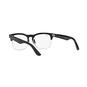 Ray-Ban RX4487V Steve Square Prescription Eyewear Frames, Black on Transparent/Demo Lens, 54 mm