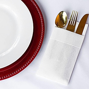 AMERICAN HOMESTEAD Dinner Napkins with Flatware Pocket - Pre-Folded Cloth-Like Disposable Table Napkins - Absorbent Paper Serviettes for Weddings, Parties, and Events - 16" x 15.5" - 50 Count (Silver)