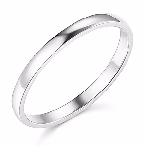 14k White Gold 2mm SOLID COMFORT FIT Plain Wedding Band - Size 8.5