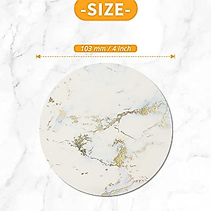 KUFUNG Coasters for Drinks, Absorbent Ceramic Stone Coaster Set, Cork Base, Marble Surface Pattern, Cups Place Mats for Home Decor, Set of 2(Light Blue-A)