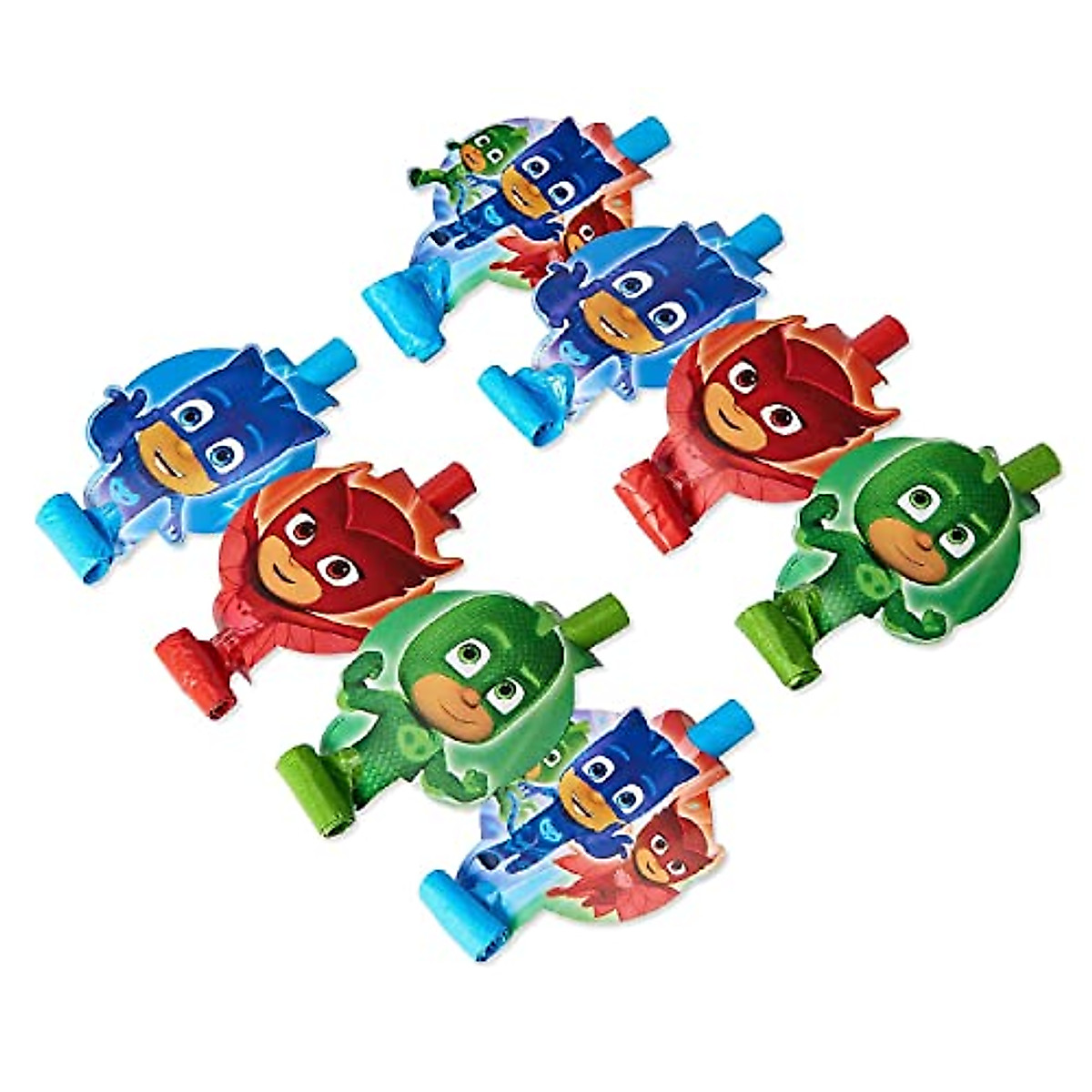 Amscan PJ Masks Birthday Party Supplies Bundle includes Party Blowouts - 16 Count and 1 Dinsaur Sticker Sheet