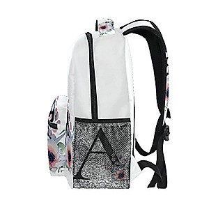 TropicalLife Letter A with Flower Backpacks Bookbag Shoulder Backpack Hiking Travel Daypack Casual Bags