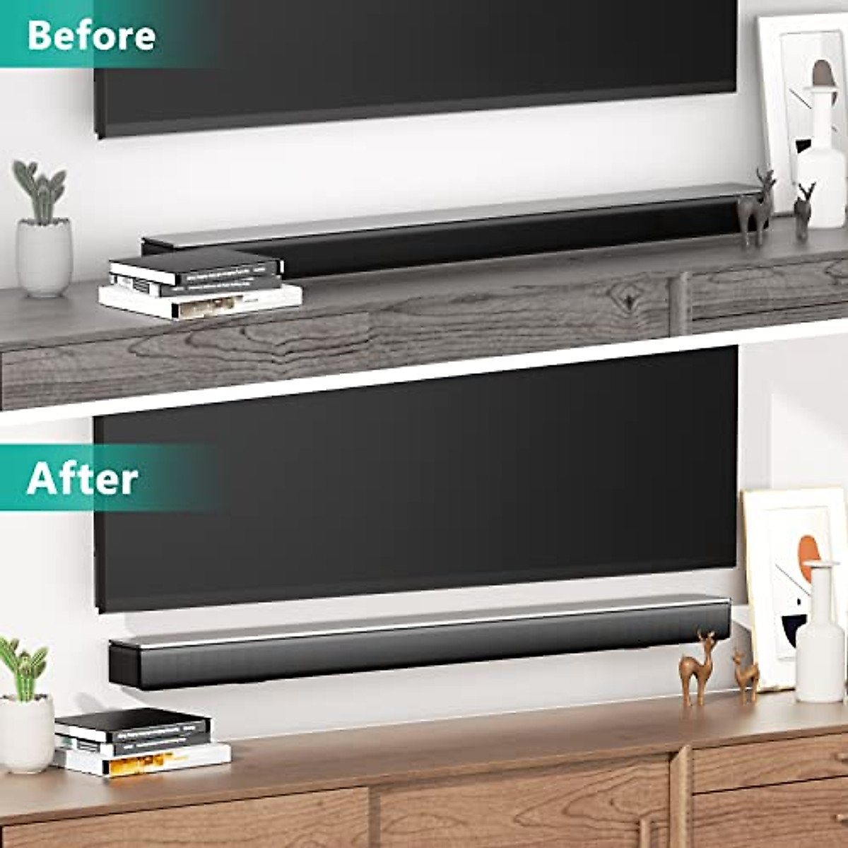 WALI Sound Bar Speaker Wall Mount Bracket Holder Stands Compatibility Bose Sound Touch 300, Soundbar 500, Soundbar 700 and Soundbar 900 (BSM002), Black