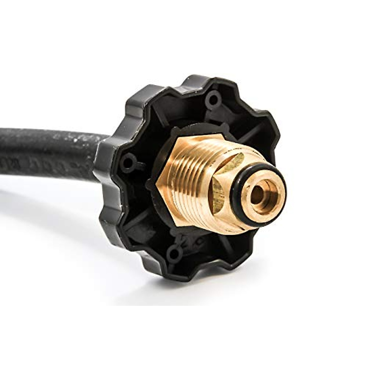 Camco Propane Brass 4 Port Tee- Comes with 5ft and 12ft Hoses, Allows for Connection Between Auxiliary Propane Cylinder and Propane Appliances (59123) , Black