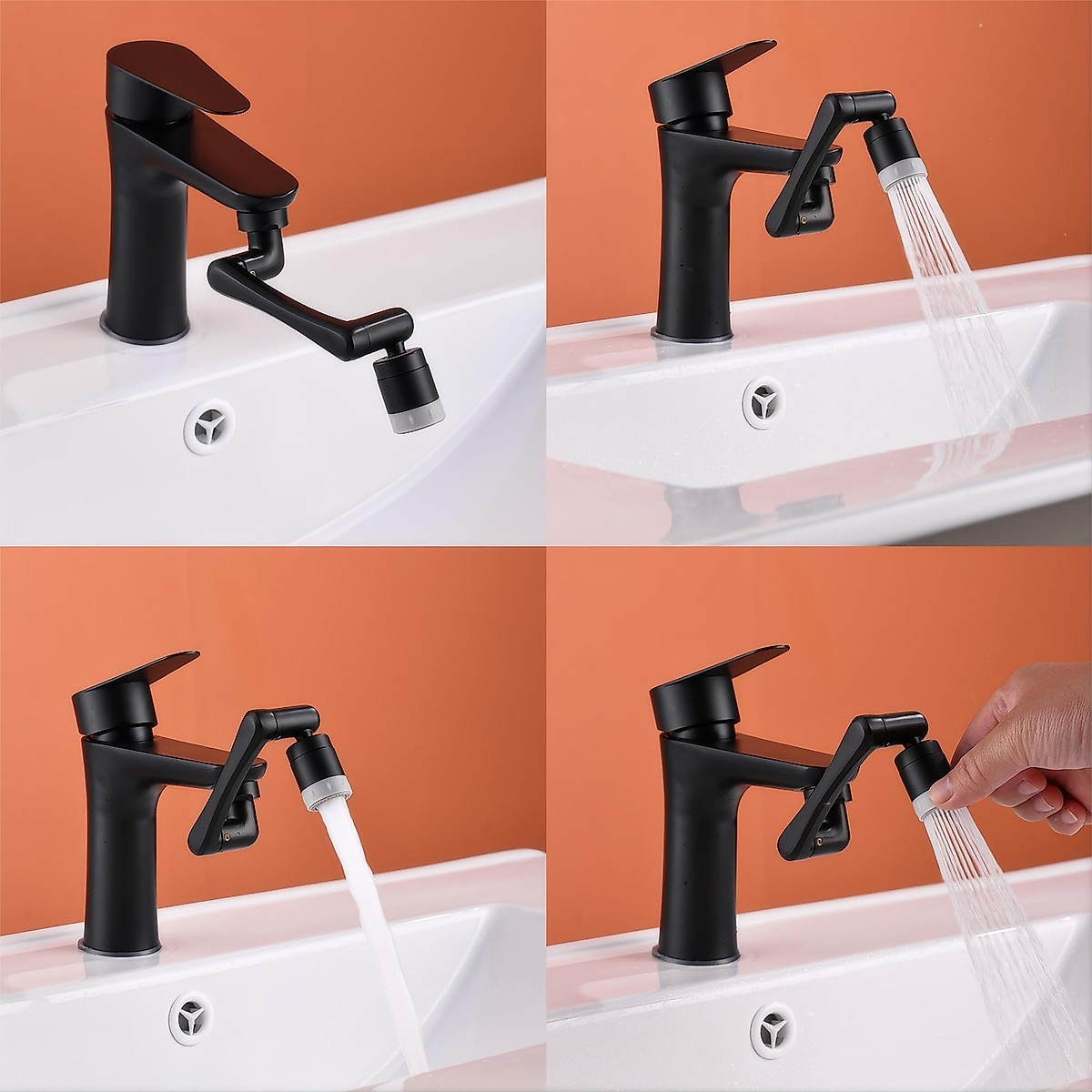 Generic ZYHS-PRO2 1440 Swivel Faucet Aerator, Alloy Sink Faucet Extender with 2 Patterns of Splash Proofing for Eye/Hair/Face Wash