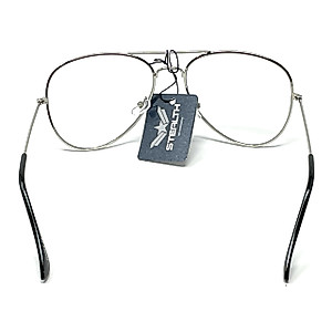 SHAMZBEST Clear Lens Aviator Eyeglasses Classic Retro Metal Frame (A#1 Silver, Large, Clear) (Silver)