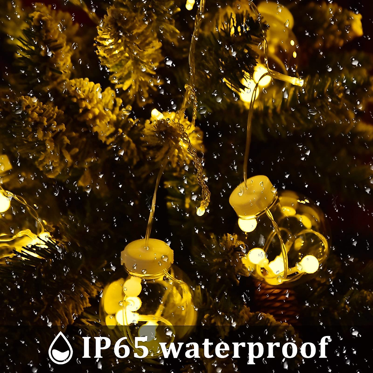 YLHDRILY Solar String Lights Curtain Wishing Icicle Ball Lights Waterproof with 8 Flashing Modes Indoor Outdoor Home Wedding Party New Year Garden Balcony Fence Warm White