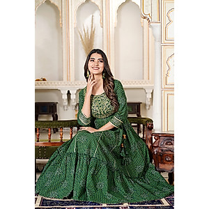 JG JAI GOVINDAM Dress for Saint Patricks Day Anarkali Indian Kurti for Women Pakistani Wedding/Party Wear Designer Style (GREEN-XXL)