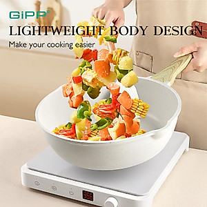 GiPP 21Psc Pots and Pans Set Non Stick - White Granite Kitchen Cookware Sets Nonstick Induction Cookware Non-toxic Cooking Pan Set with Silicone Utensils, PFOS and PFOA Free