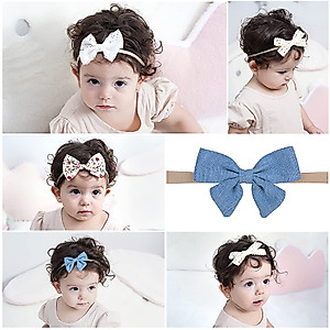 doboi 24PCS Baby Girls Flower and Hair Bows Headbands Soft Nylon Hairbands Elastic Hair Accessories for Newborns Infants Toddlers and Kids
