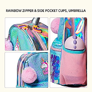 SUNVENO Girls Unicorn Backpacks Preschool Girls Bag Sequins School Bag Toddler Backpack Animal for Children 3-8 Yrs, 12 * 10 * 4.5", Purple