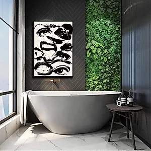 ZARTMYY 70s retro Black and White Wall Art, Hippie Quirky abstractCanvas Prints,Weird Eyes and Mouths funky Aesthetic Poster，Neutral Preppy Wall Art Eclectic Apartment Decor Pictures Unframed