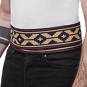 BALIBETOV Premium Argentine Gaucho Belt - Guarda Pampas Woven Sash - Woven Handcrafted Belts for Men and Women (Black and Beige)
