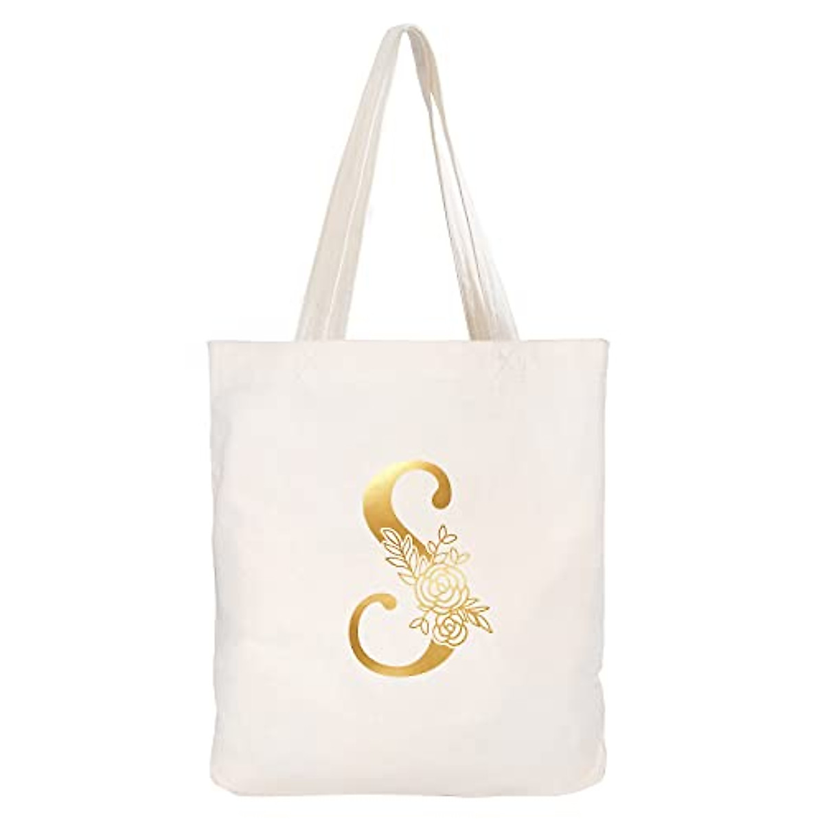 CARAKNOTS Canvas Tote Bag Initial S Birthday Gifts for Women Personalized Monogrammed Tote Bag for Wedding Valentine's Christmas Graduation Gifts for Teacher Mom Friends Sister Initial Bag Cotton