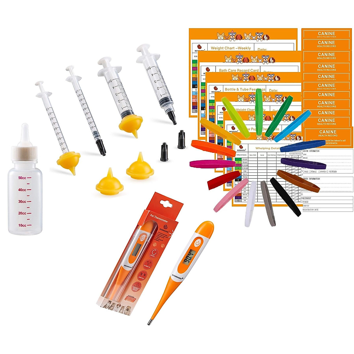 Pet Nursing Bottle，15 Pack Puppy ID Collars ，Digital Pet Thermometer