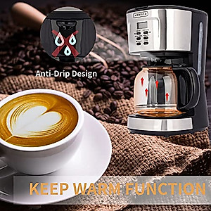 kognita 12 Cup Thermal Coffee Maker, Programmable Small Coffee Maker with Glass Carafe and Filter, Dirp Coffee Maker Coffee Pot Machine, Keep Warm, Brew Strength Control, 900W Fast Brew Auto Shut Off