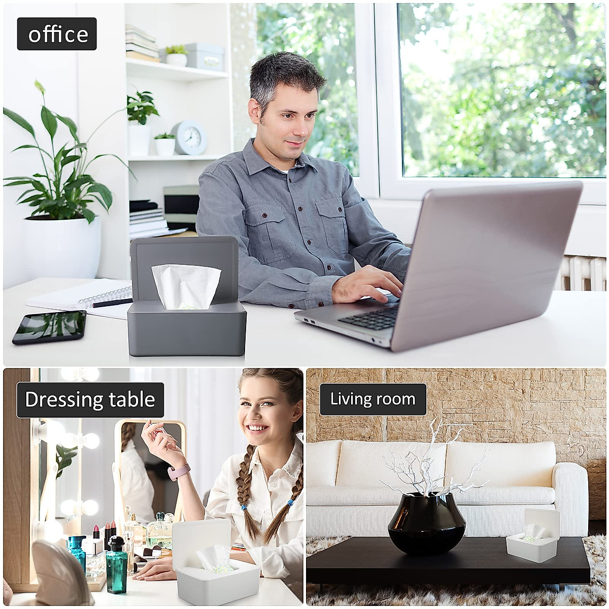 6 Pieces Wipes Dispenser Baby Wipe Holder Wipes Box Tissue Storage Box Wet Wipes Dispenser Wipes Container for Office Home