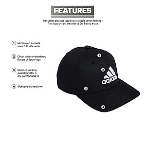 adidas Men's Producer 2 Structured Stretch Fit Cap, Black/White, Small-Medium