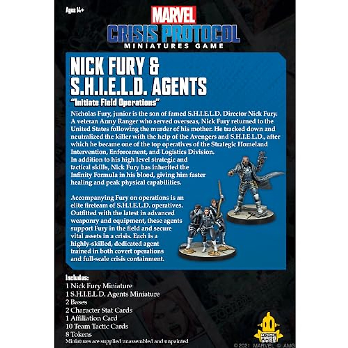 Atomic Mass Games Marvel: Crisis Protocol Nick Fury & S.H.I.E.L.D. Agents Character Pack - Unleash Strategic Brilliance! Tabletop Superhero Game, Ages 14+, 2 Players, 90 Minute Playtime, Made