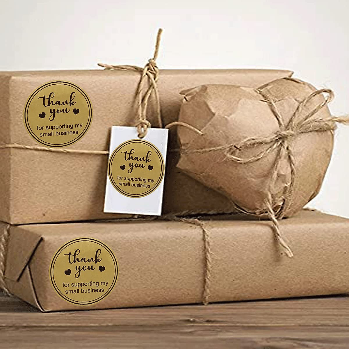 2 Inch Kraft Valentine's Day Thank You for Supporting My Small Business Stickers with Hearts - Heart Valentines Present Gift Thank You Labels Seals for Bubble Mailers and Gift Bags 500 Pcs