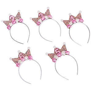 LINLULU Birthday Crown Headbands for Toddlers Girls - 2nd to 6th Birthday Crown, Princess Crown for Girls, Princess Tiara, Flower Crown Headbands for Birthday Girls (3rd birthday headband)