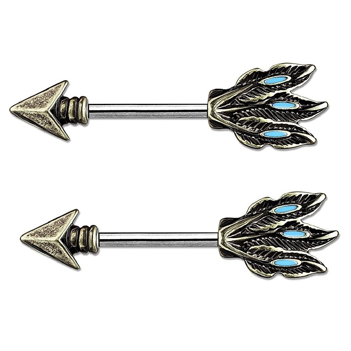 Covet Jewelry Tribal Arrow 316L Surgical Steel Nipple Barbells