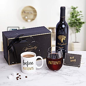 Before Patients, After Patients 11 oz Coffee Mug and 18 oz Stemless Wine Glass Set Gifts Idea for Nurses, Doctors, Hygienists, Assistants, Physician, Dentists Unique Birthday Graduation Gifts Idea