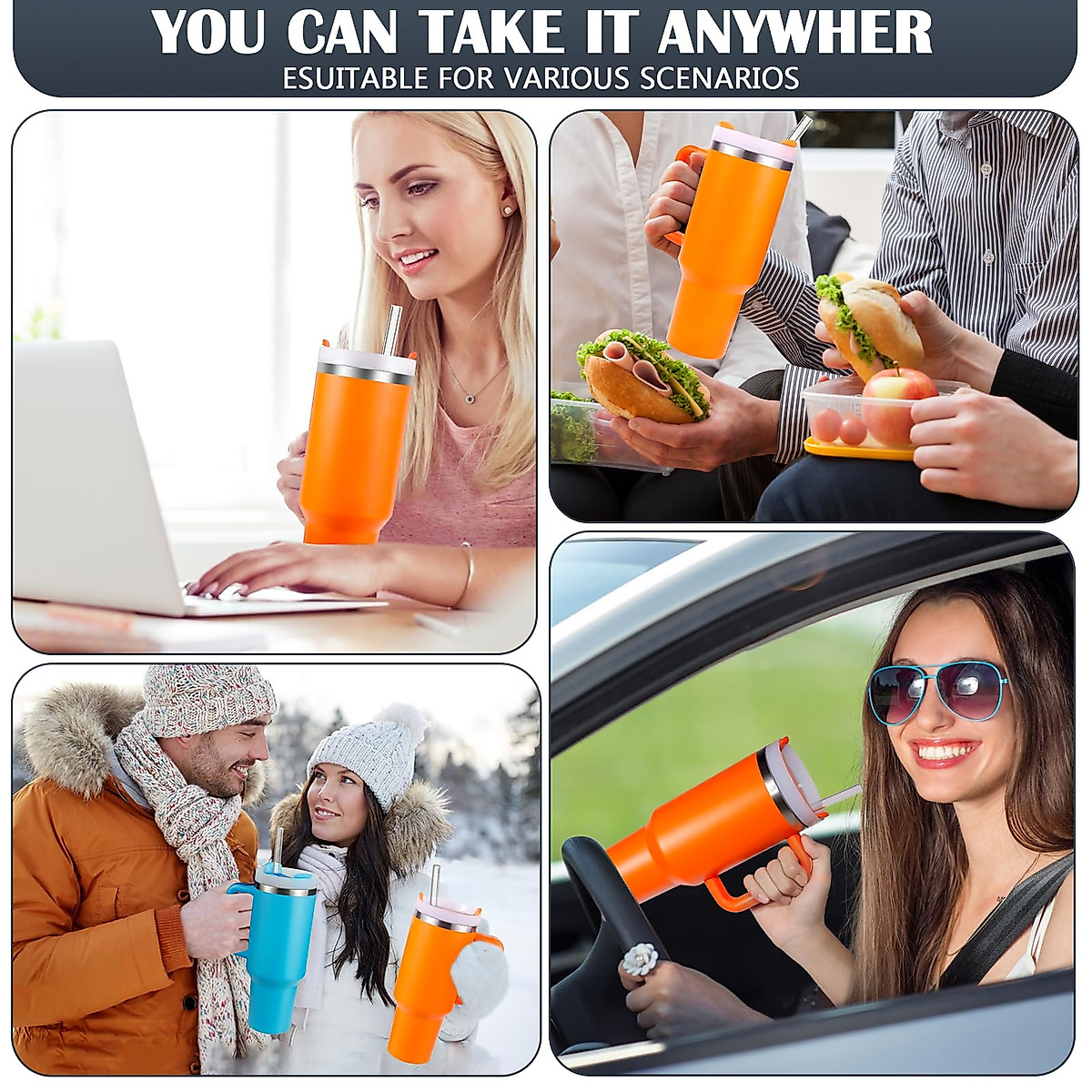 BELYQLY 40oz - Stainless Steel Vacuum Insulated Tumbler with Lid and Straw for Water, Smoothie and More, Iced Tea or Coffee (Tiger Lily)