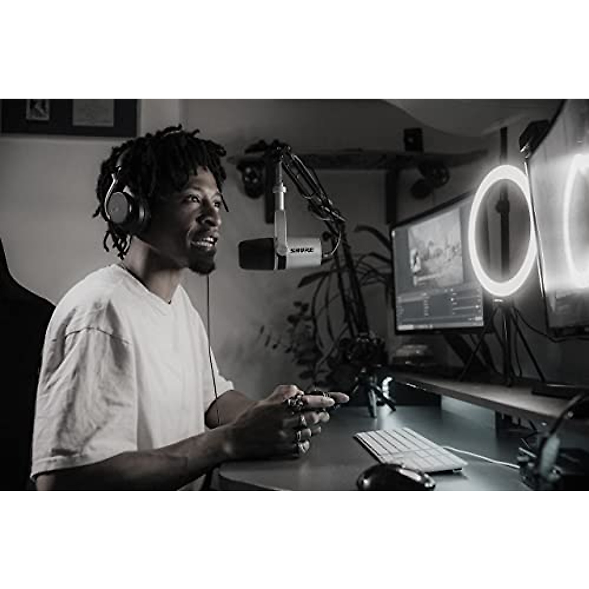 Shure MV7 USB/XLR Dynamic Microphone + AONIC 50 Wired/Wireless Noise Cancelling Headphones for Podcasting, Recording, Streaming & Gaming, Professional Quality Sound & Durability - Silver/Black