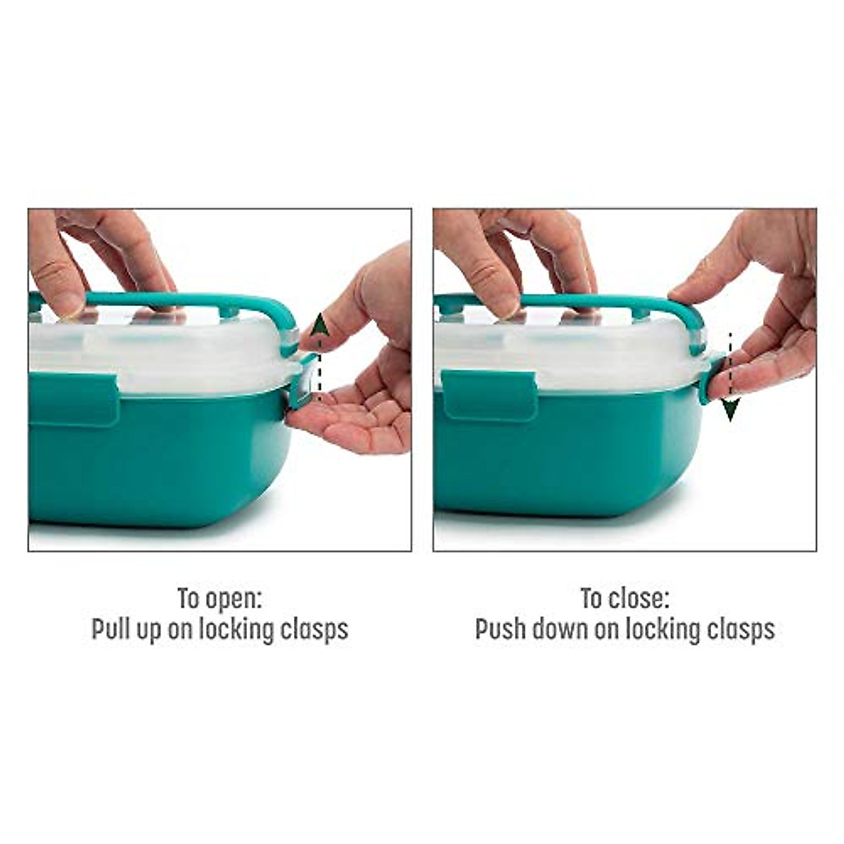 Goodful Stackable Lunch Box Container, Bento Style Food Storage with Removeable Compartments for Sandwich, Snacks, Toppings & Dressing, Leak-Proof and Made without BPA, 56-Ounce, Teal