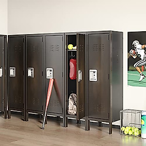 MIIIKO Metal Storage Locker Cabinet with 1 Door, Steel Wardrobe Cabinet with Hanging Hooks, Locker for Bedroom, Home Office, Gym and Changing Room
