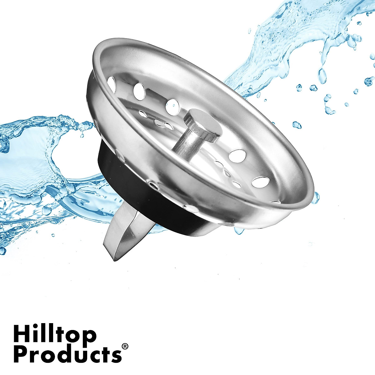 2 Pack - Kitchen Sink Strainer and Stopper Combo Basket Spring Clip Replacement for Standard 3-1/2 inch Drain, Stainless Steel Basket and Rod, Rubber Stopper Bottom