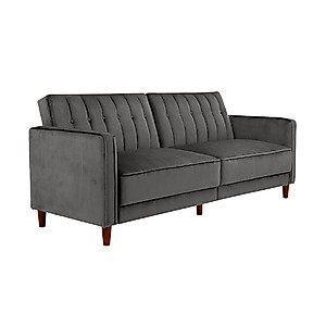 DHP Pin Velvet Convertible Sleeper Sofa in Gray