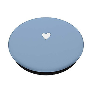 Cute Hand Drawn Lovely White Minimalist Heart on Baby-Blue PopSockets PopGrip: Swappable Grip for Phones & Tablets