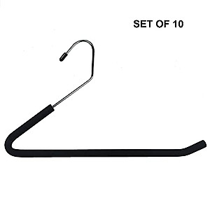 HUJI Heavy Duty Open Ended Easy Slide Chrome Trouser Hangers Organizers (10 Open Ended Easy Slide Hangers)
