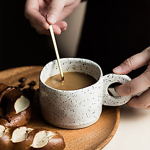 HOOPZOZA 10 OZ Ceramic Coffee Mug Cup Handle Tea Mug Drinking Cup for Cappuccino Latte Espresso Beverage (White)