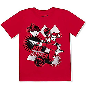 Power Rangers Red Ranger, Blue Ranger and Green Ranger Boys 3 Pack T-Shirts for Big Kids – Blue/Red/Grey