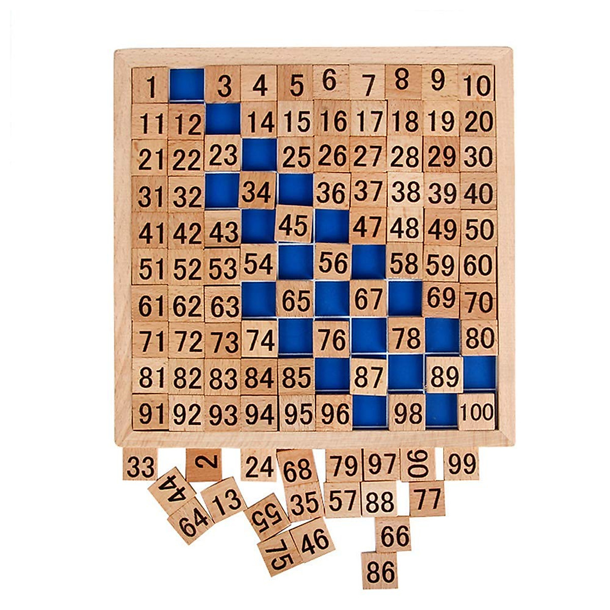 MAKEGELD Wooden Toys Hundred Board 1-100 Consecutive Numbers Wooden Educational Game for Kids with Storage Bag, W8.26 L8.26inches