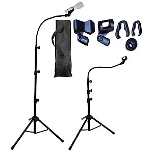 VonSom Microphone Stand Microphone Tripod Adjustable Height Up To 72inch / 183CM Gooseneck Mic Stand Tripod with Carrying Bag Mic Clips Cable Clips, Black