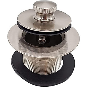 Westbrass D941K-07 1-3/8" Fine Thread Twist & Close Bathtub Drain Trim with One-Hole Overlfow Faceplate, Satin Nickel