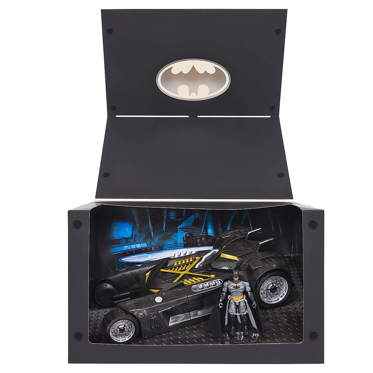 BATMAN 4-inch Action Figure with Batmobile and Batboat 2-in-1 Transforming Vehicle (DC FanDome Exclusive), Black