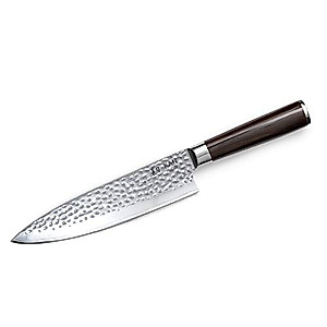 KAN Core Chef Knife 8-inch VG-10 67 layers Damascus Ambidextrous (Hammered VG-10 Blade, Ebony wood handle-upgraded version)