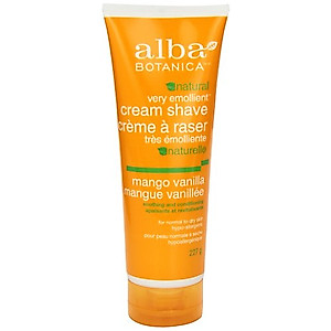 Alba Botanical Mango Vanilla Very Emollient Cream Shave, 8 Ounce Tubes (Pack of 4)