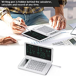 LMAIVE Calculators, Scientific Calculator, 12-Digit Calculator with Writing Tablet, Foldable Financial Calculator, LCD Dual Display Desk Calculator Pocket Calculator for School Office (White)